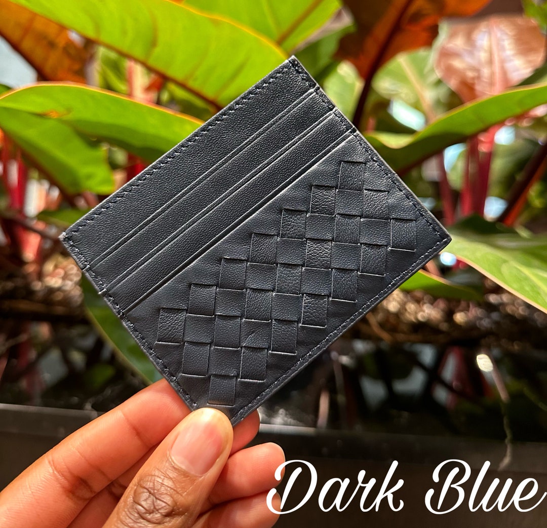 Minimalist Leather Card Holder, Woven Leather Wallet, Gift for Him ...