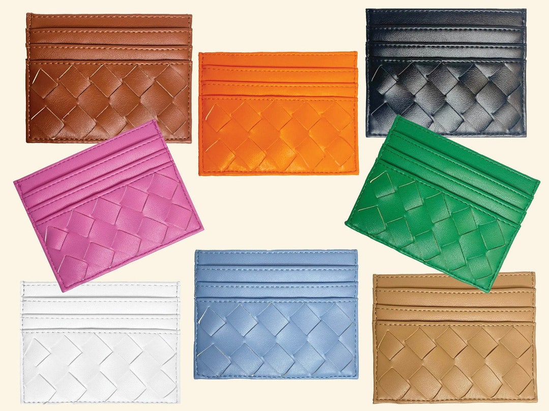 Woven Card Holder Wallet, Credit Card Holder, Leather Card Holder ...