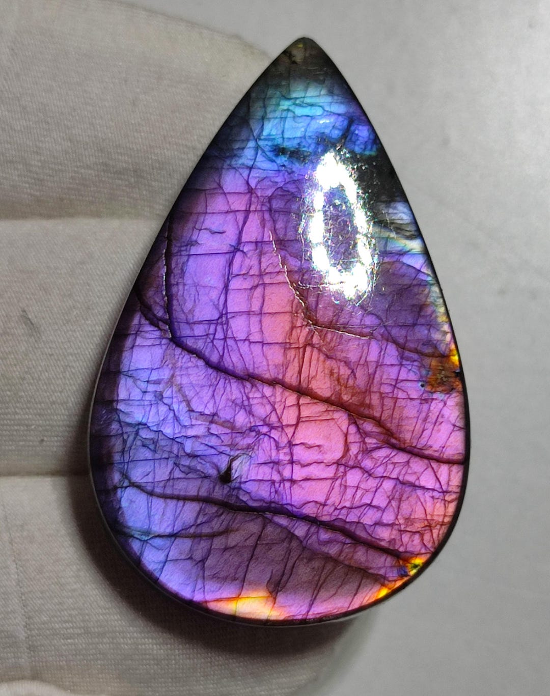 Natural Spectrolite Purple Flashy Labradorite Cabochon || Size=42×26×7 ...