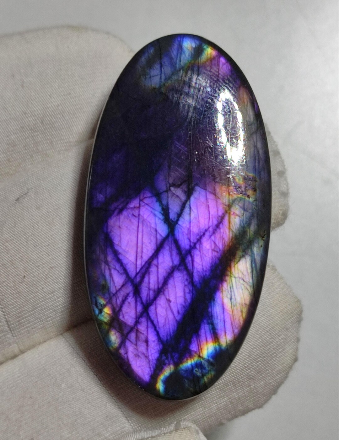 Natural Spectrolite Purple Flashy Labradorite Cabochon || Size=41×20×7 ...