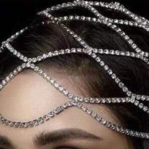 Multi-layer Mesh Bridal Headband Rhinestone Head Chain Hair Accessories ...