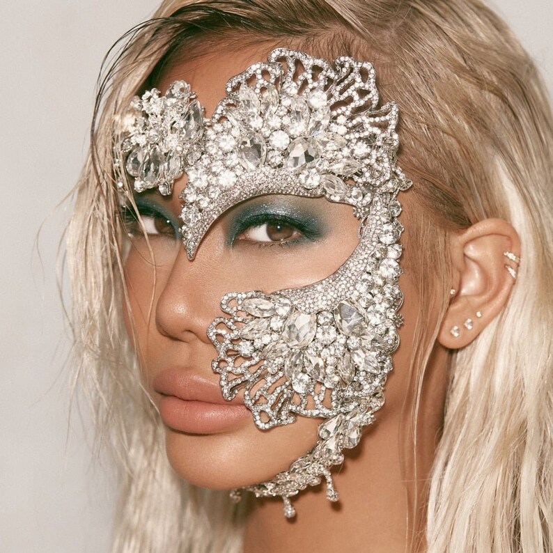 Rhinestone Mask Masquerade Masks Women Halloween Mask Venetian - Etsy