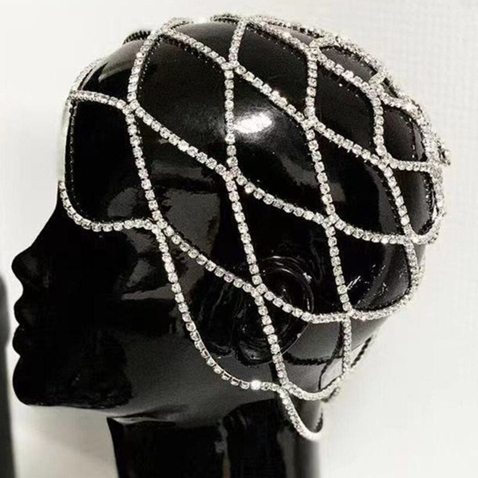 Multi-layer Mesh Bridal Headband Rhinestone Head Chain Hair - Etsy
