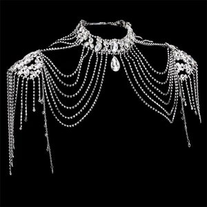 Rhinestone Crystal Shoulder Necklace Bride Body Chain Wedding ...