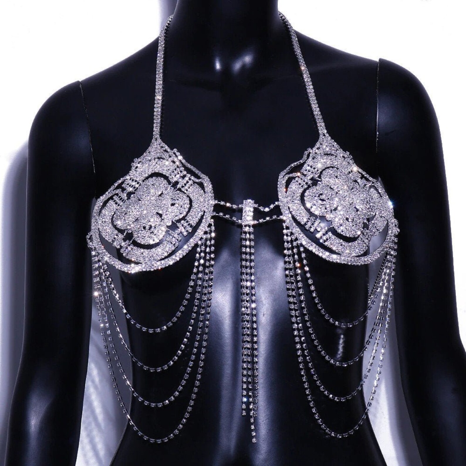 Crystal Bra Top Chain Bikini Jewelry Tassel Body Chain - Etsy