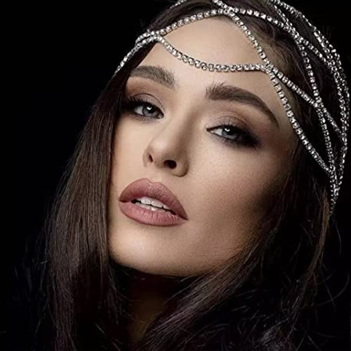 Multi-layer Mesh Bridal Headband Rhinestone Head Chain Hair - Etsy