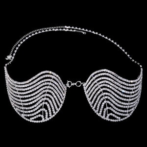 Sea Shell Bra Top Woman Crystal Lingerie Chain Apparel Stripper Outfit ...