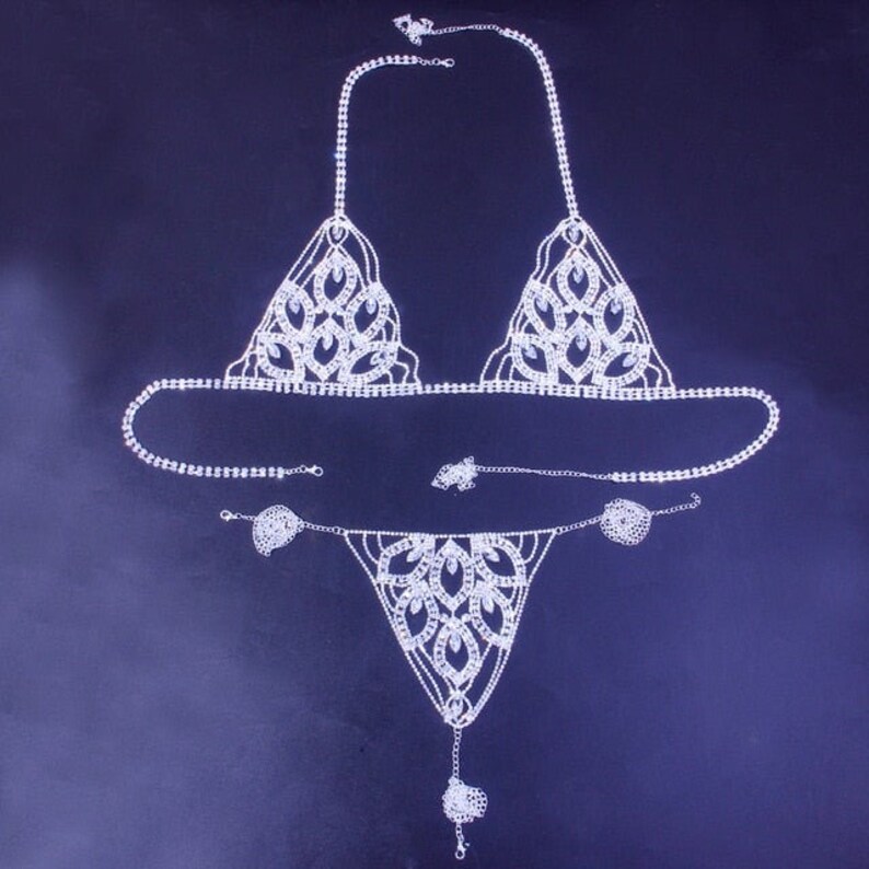 Bling Rhinestone Triangle Bikini Body Chain Bra Harness - Etsy