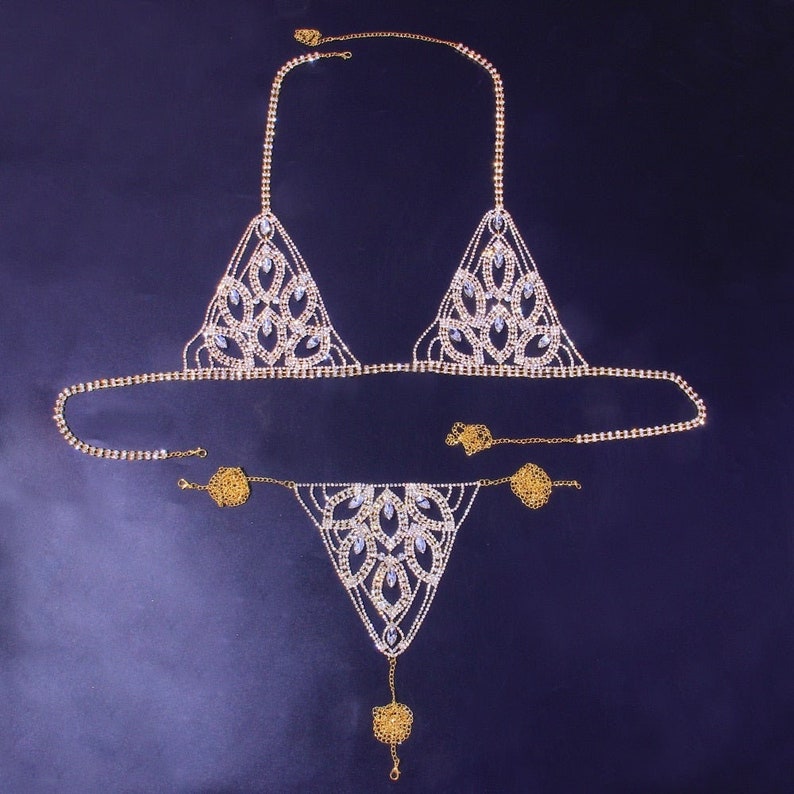 Bling Rhinestone Triangle Bikini Body Chain Bra Harness - Etsy