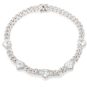 Heart Thick Cuban Link Chain Necklace Choker Rhinestone Curb - Etsy