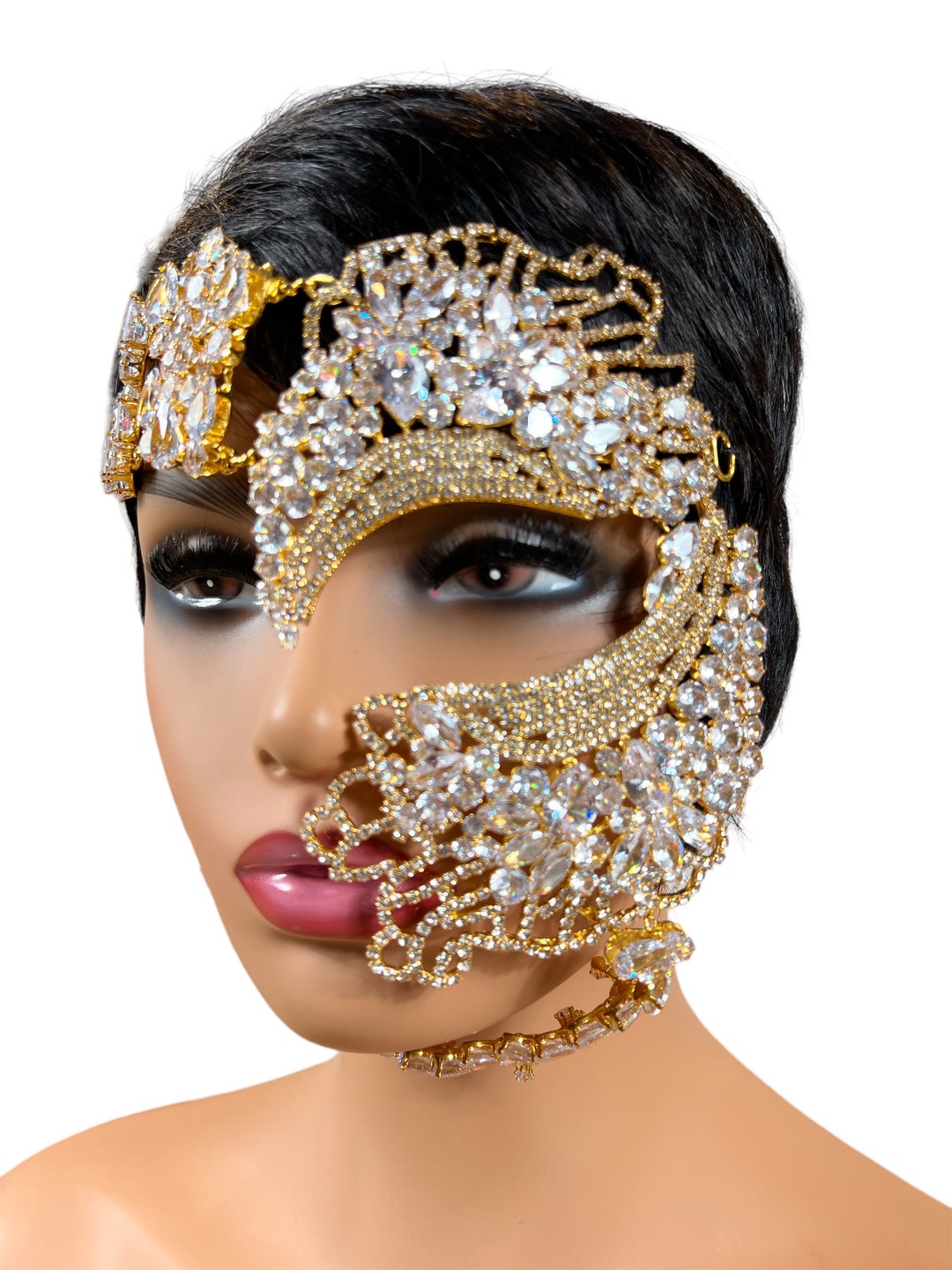 Rhinestone Mask Masquerade Masks Women Halloween Mask Venetian Mask ...