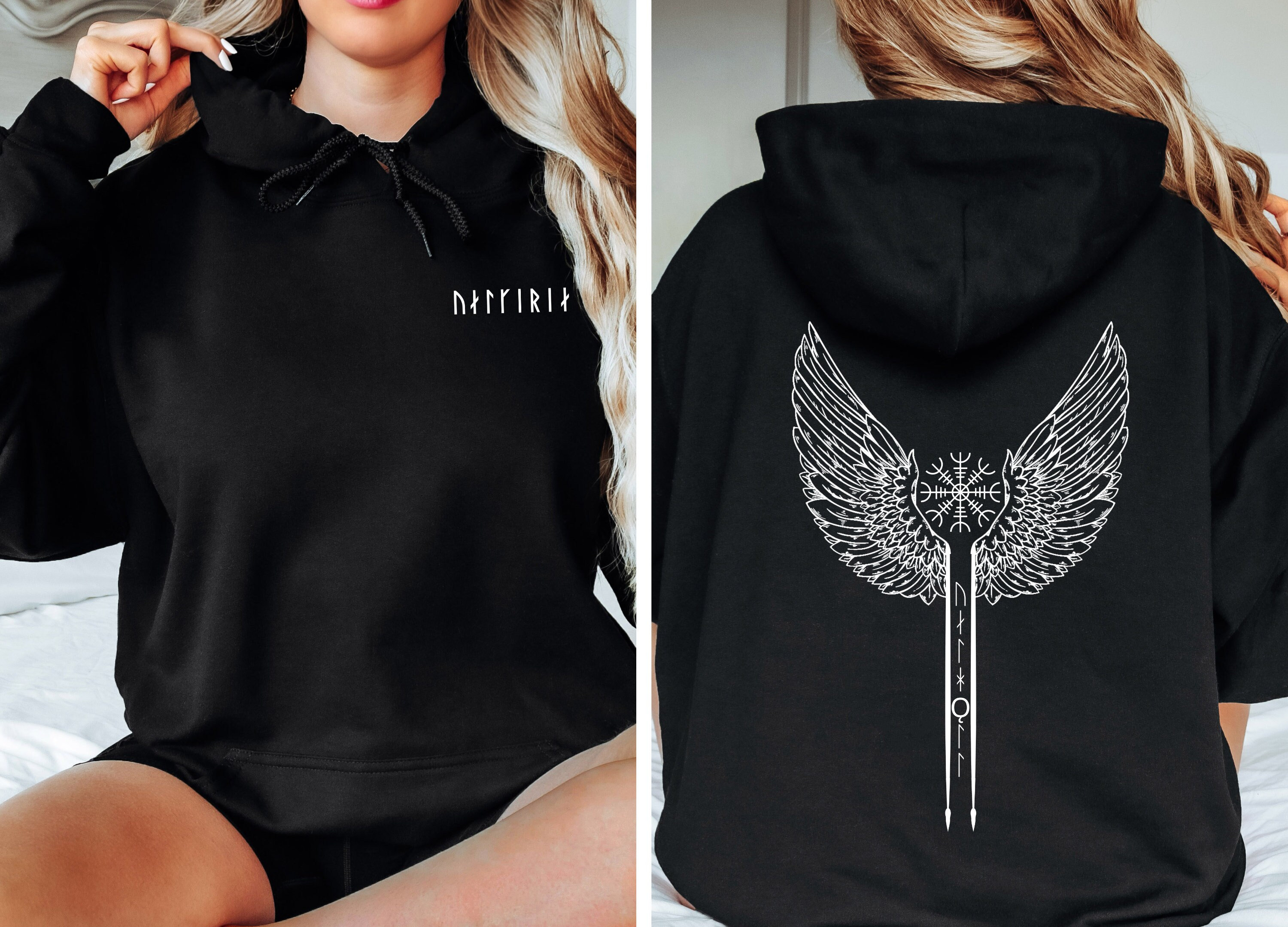 Valkyrie, Valkyrja Symbol, Valhalla, Younger Futhark, Hoodie, Norse ...