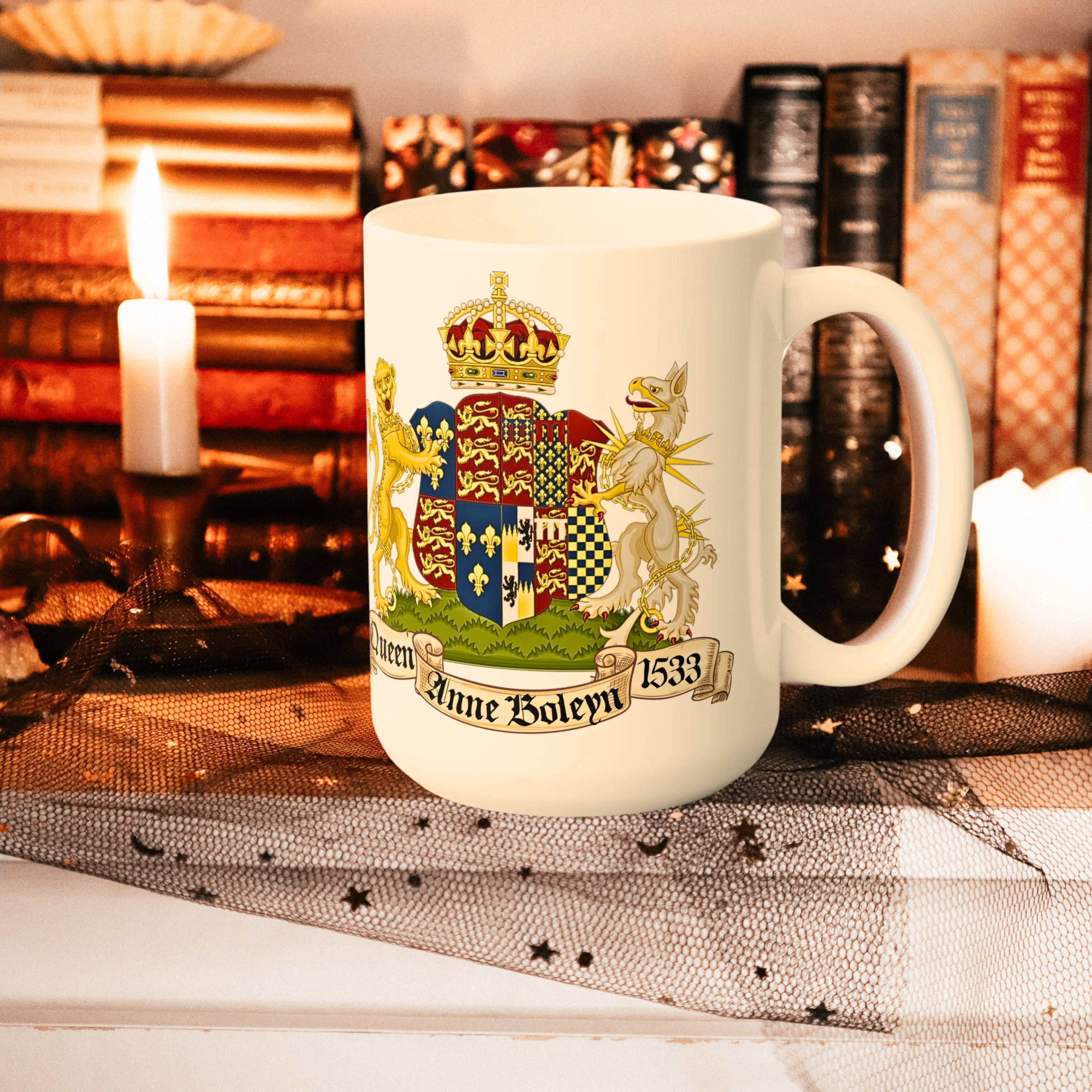 Anne Boleyn Coat of Arms, Signature, Pearl Necklace Ceramic Mug 15oz - Etsy