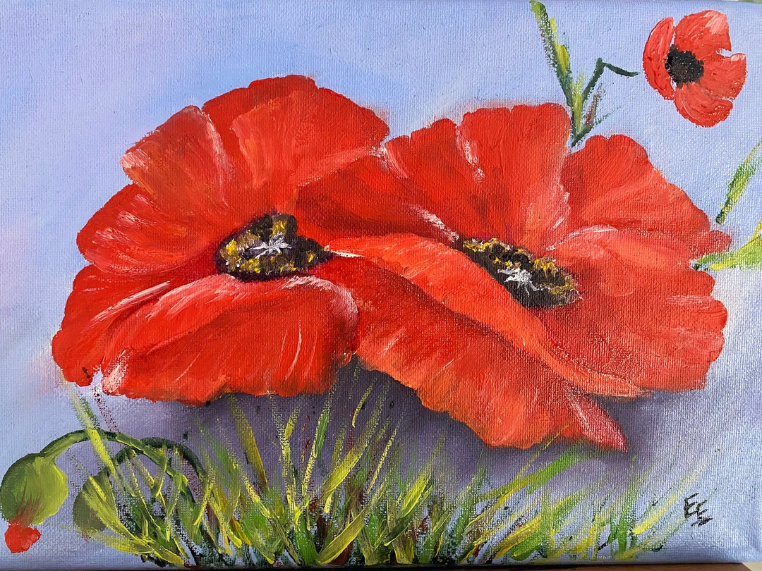 Poppy Wall Art, Original Painting - Etsy