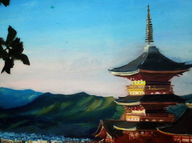 KYOTO京都府 Oil Painting on 12x16 Inches Hardboard, Kyoto Prefecture Oil ...