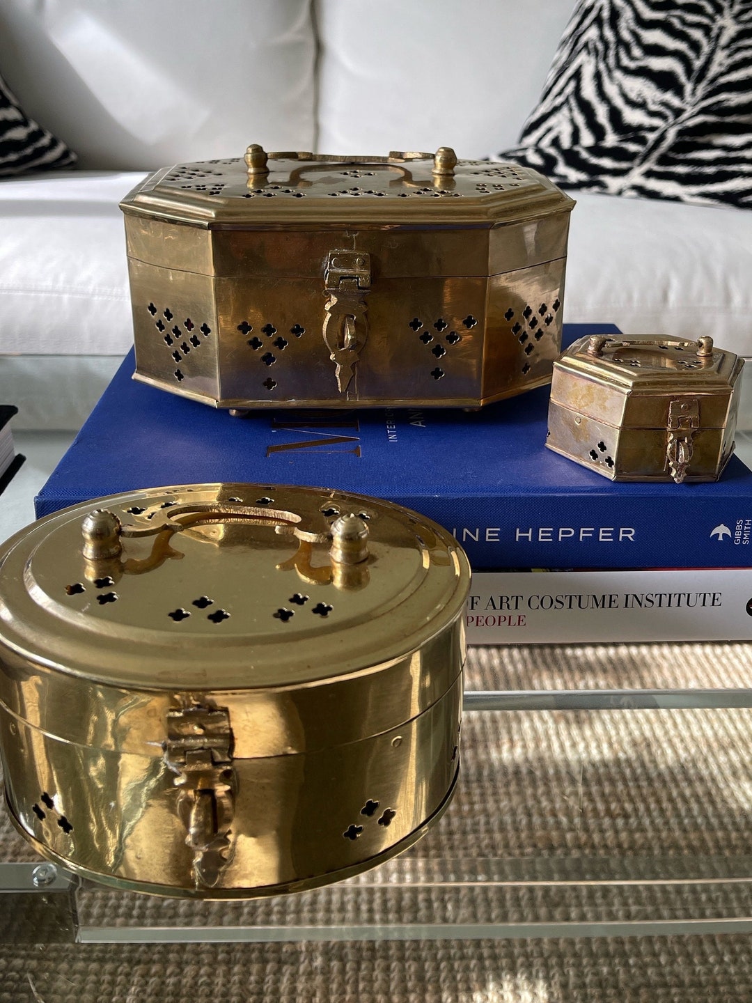 Lrg/med/small Brass Cricket Boxes Circa 70s/brass Box/cricket Box ...