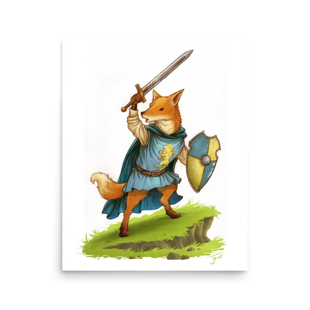 Fox Knight - Illustrated Poster Print - Etsy