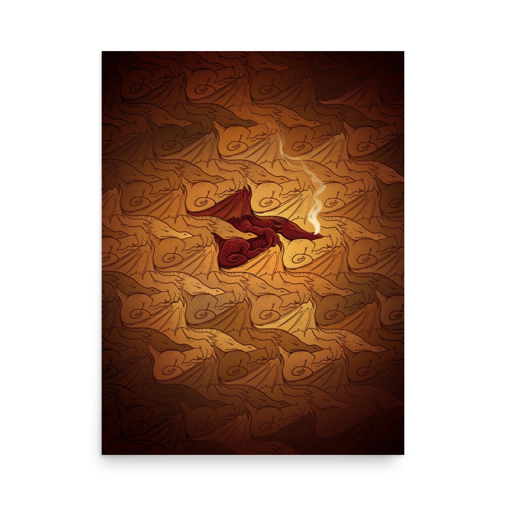 Tessellation of Smaug Illustrated Poster Print - Etsy