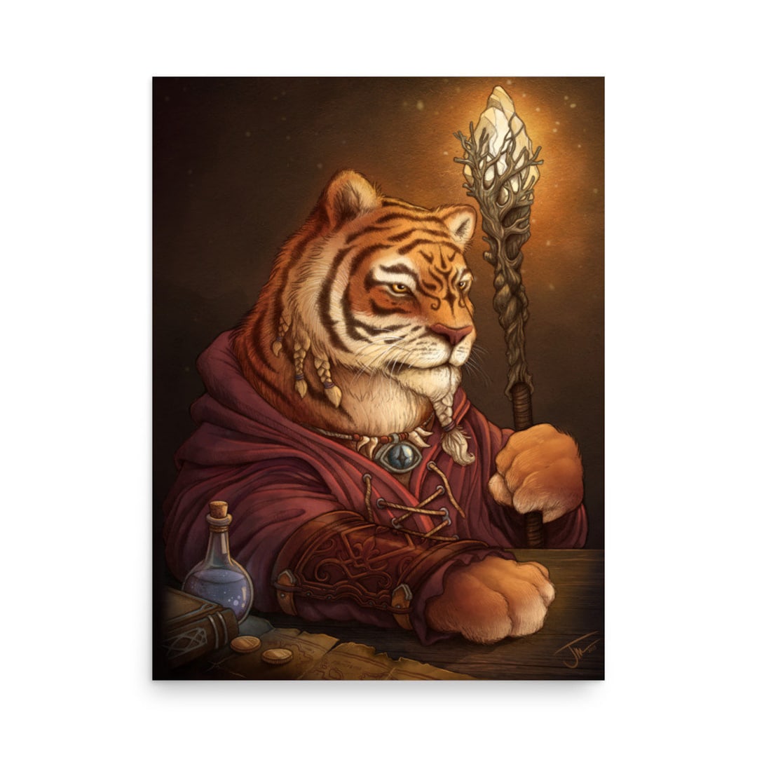 Tiger Wizard - Illustrated Poster Print - Etsy
