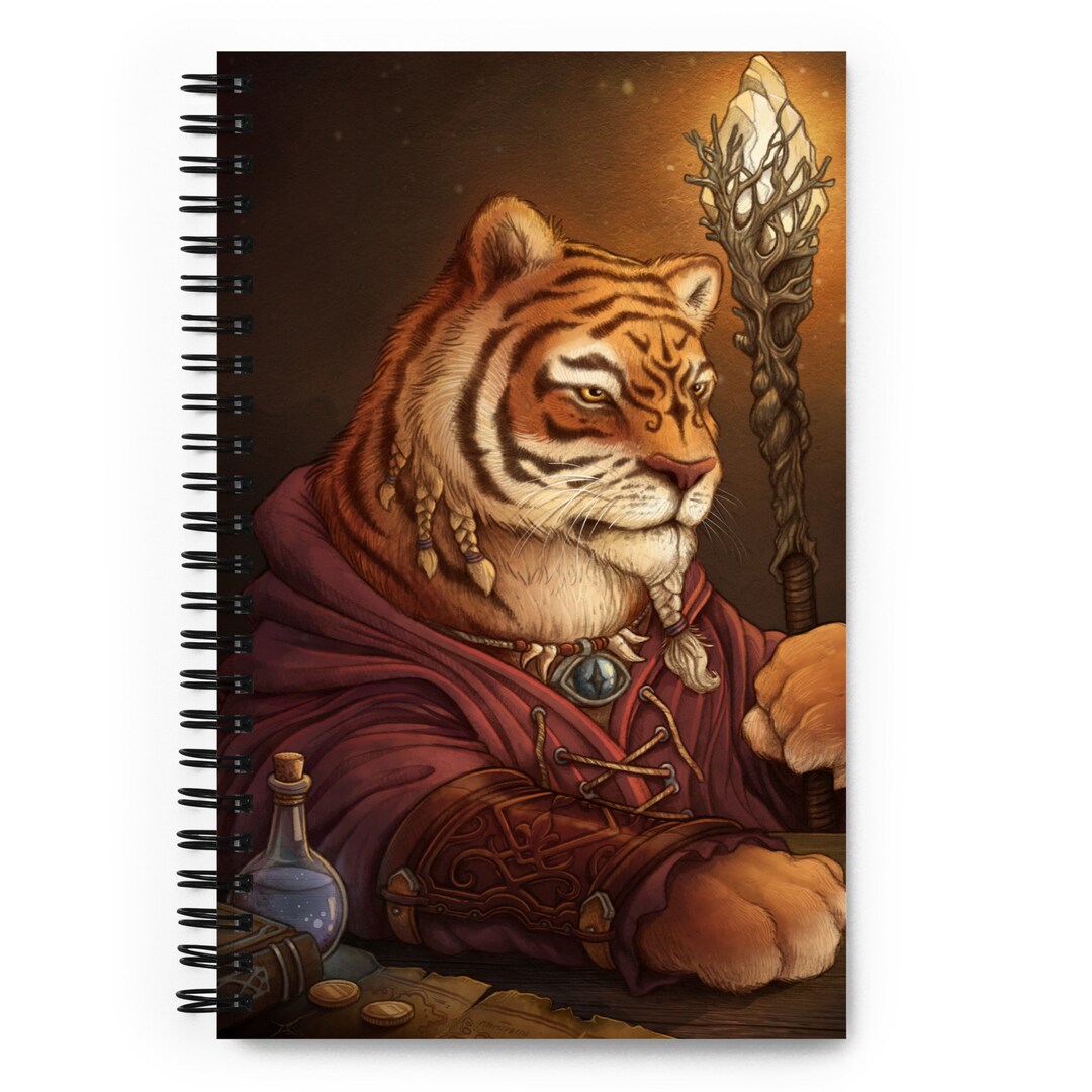 Tiger Wizard - Illustrated Spiral Notebook - Etsy