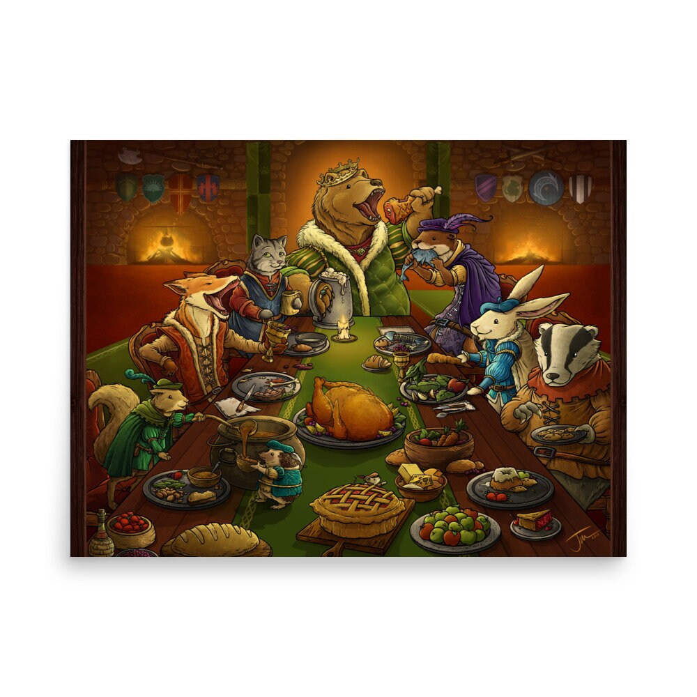 The Feast - Illustrated Poster Print - Etsy