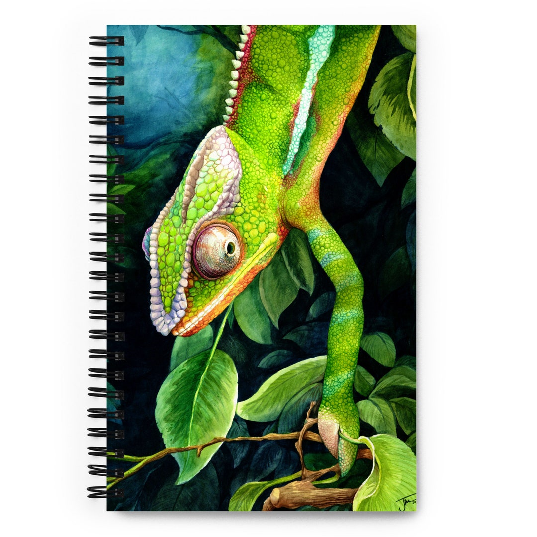 Watercolor Chameleon - Illustrated Spiral Notebook - Etsy