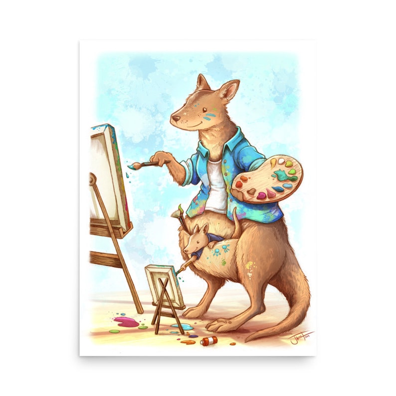 Watercolor Wallabies - Illustrated Poster Print - Etsy