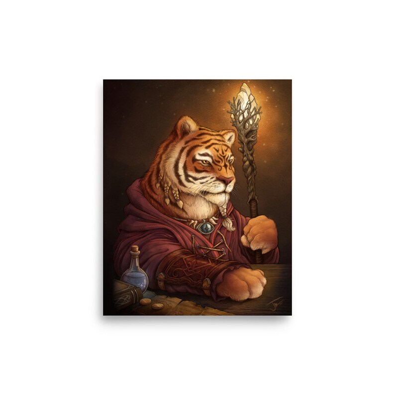 Tiger Wizard - Illustrated Poster Print - Etsy