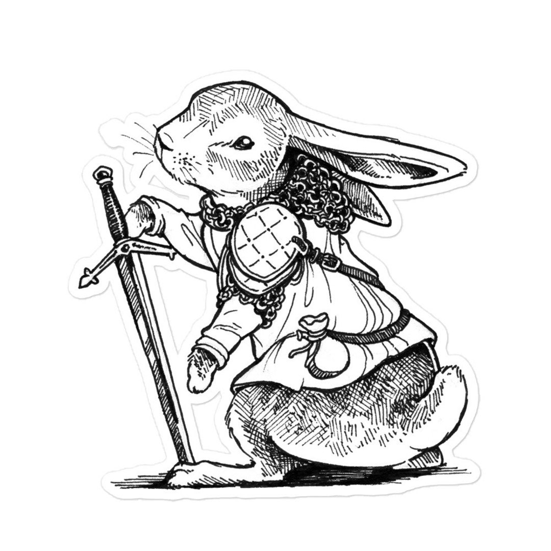 Rabbit Knight - Illustrated Jumbo Sticker - Etsy