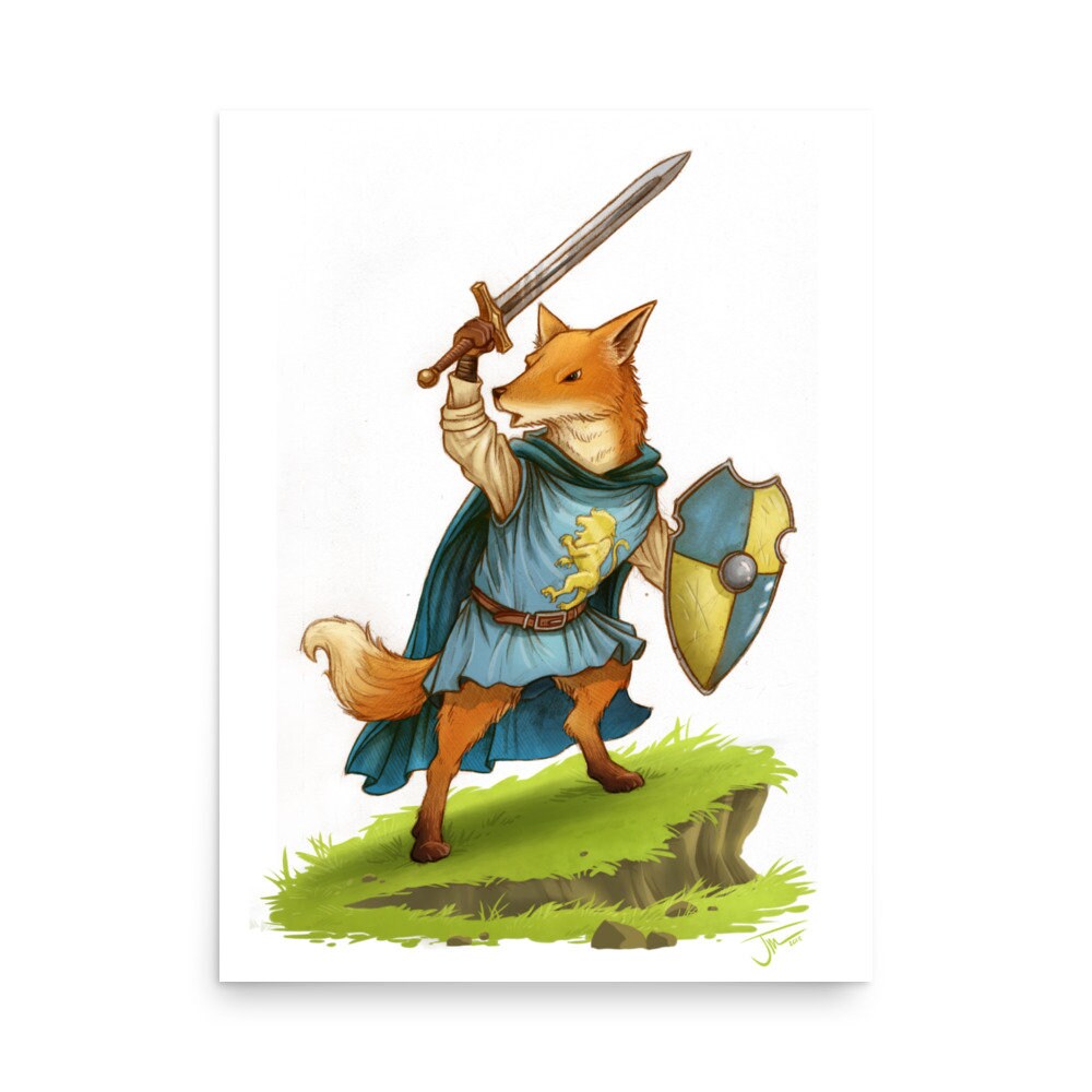 Fox Knight - Illustrated Poster Print - Etsy