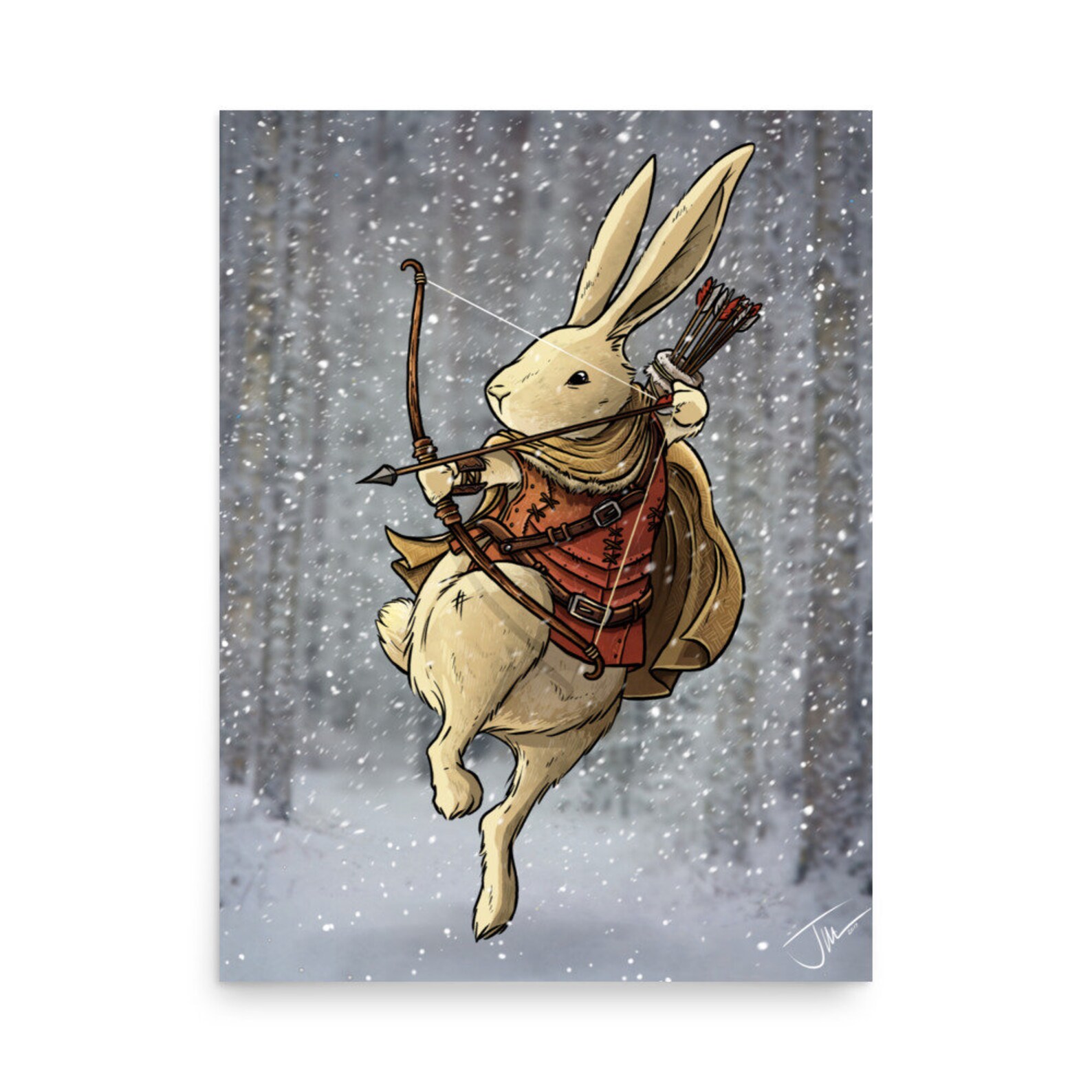 Rabbit Archer Illustrated Poster Print - Etsy