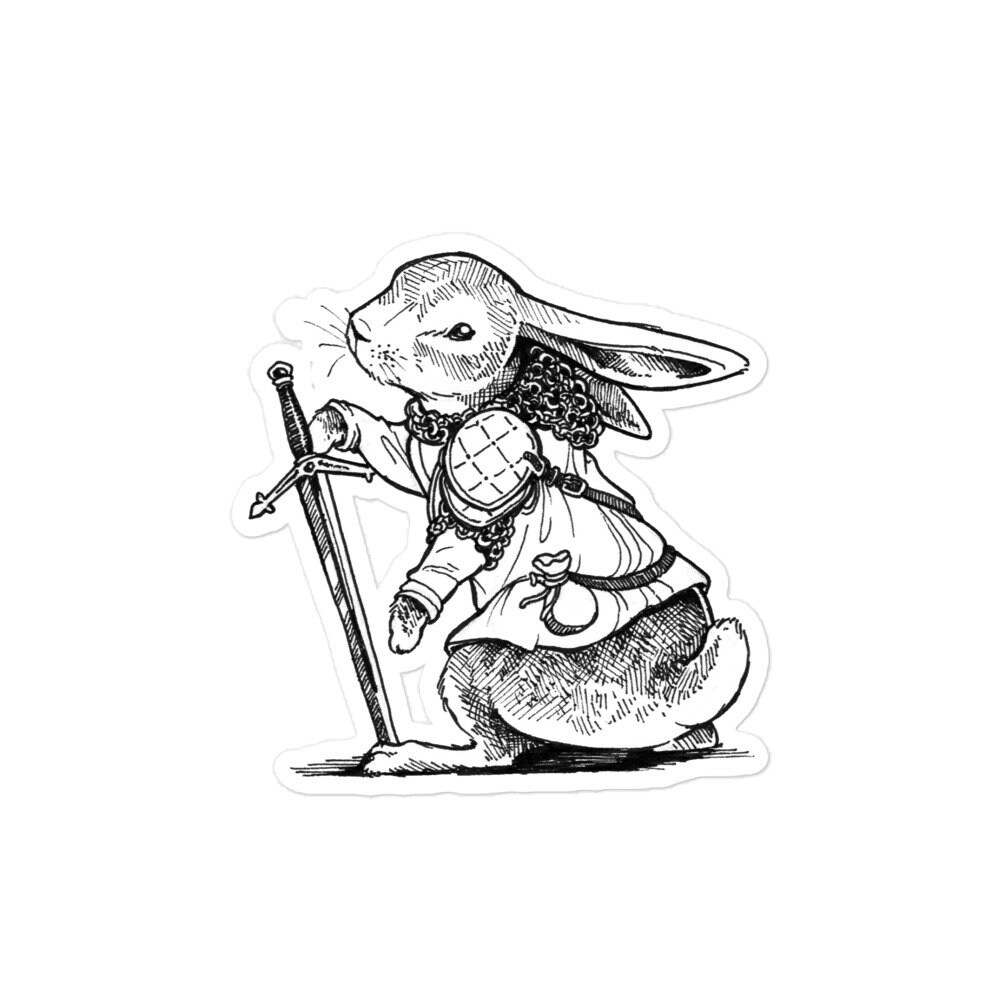 Rabbit Knight - Illustrated Jumbo Sticker - Etsy