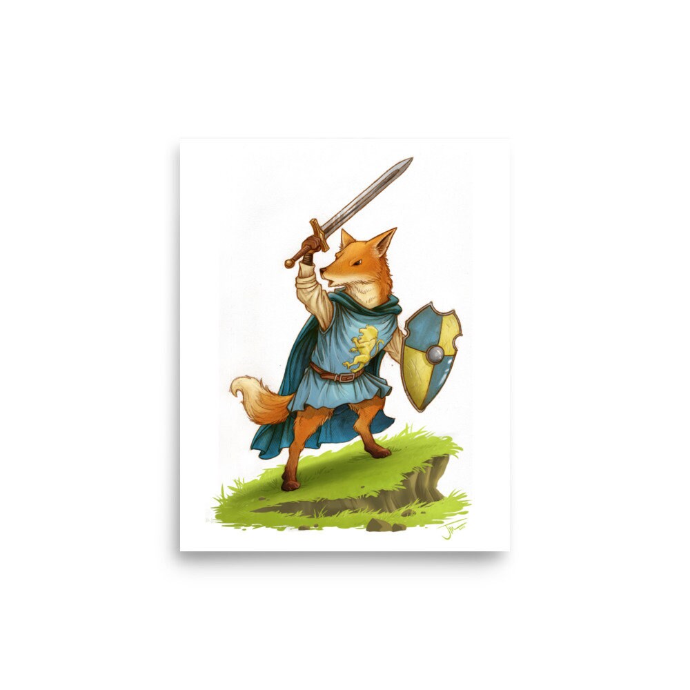 Fox Knight - Illustrated Poster Print - Etsy