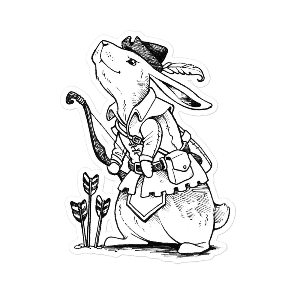 Rabbit Robin Hood - Illustrated Jumbo Sticker - Etsy