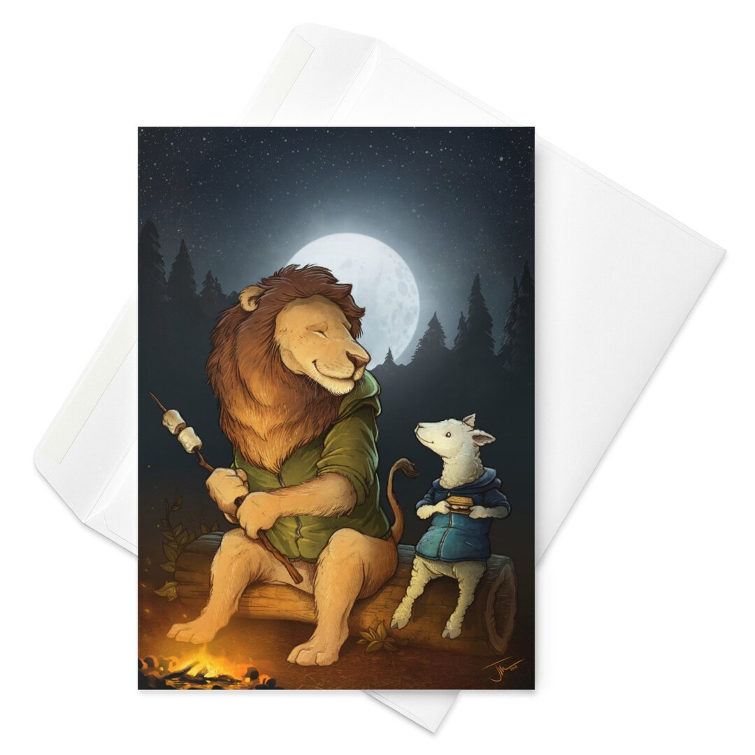 Lion and the Lamb - Illustrated Greeting Card - Etsy