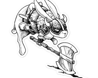 Rabbit Knight - Illustrated Jumbo Sticker - Etsy