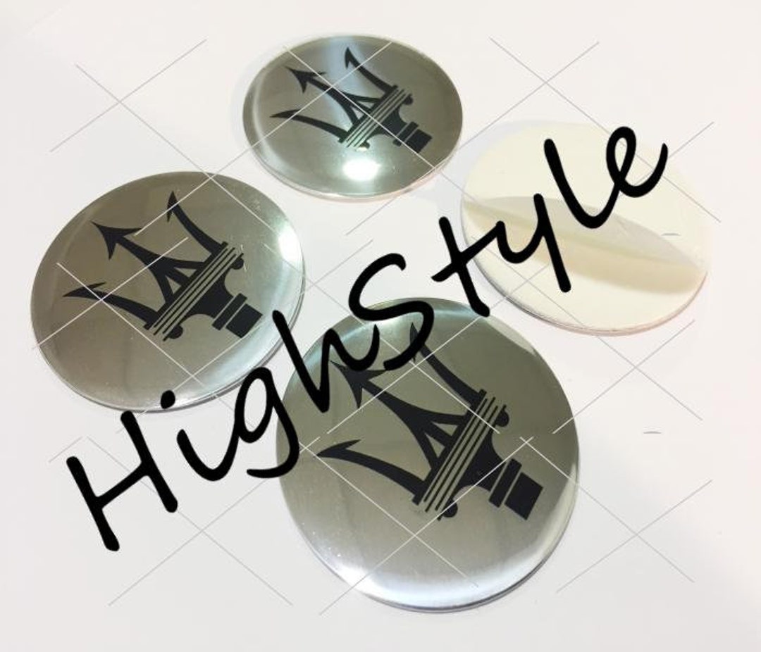 Metal Stickers Car Wheel Center Caps Stickers Set of 4 Fit MASERATI 2 ...