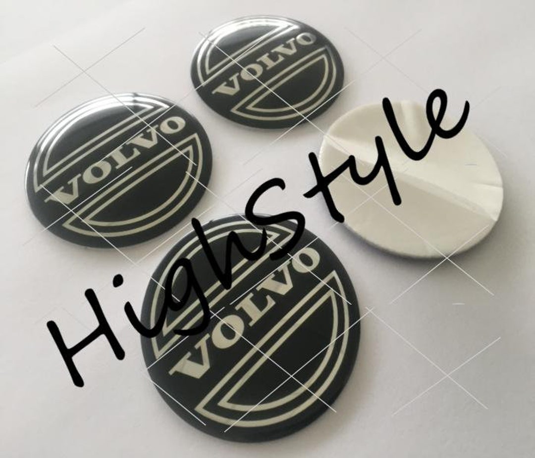 Metal Stickers Car Wheel Center Caps Stickers Set of 4 Fit VOLVO 5 1mm ...