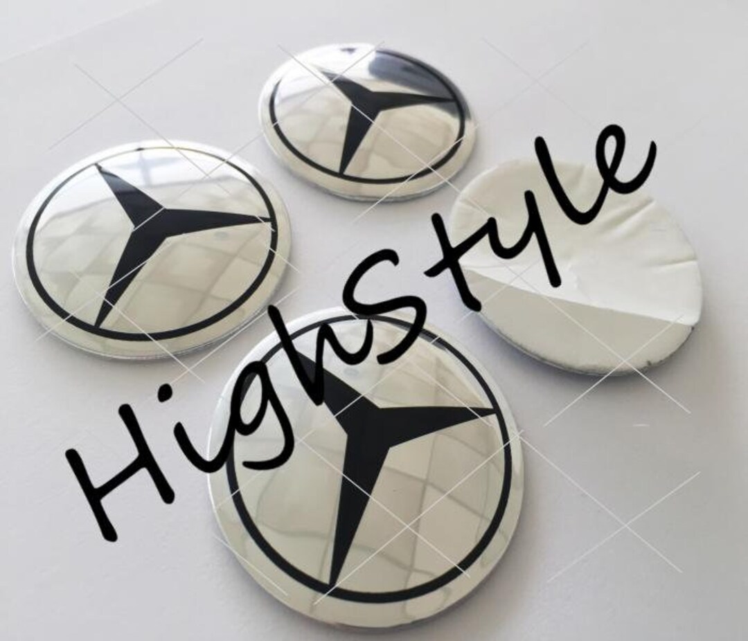 Metal Stickers Car Wheel Center Caps Stickers Set of 4 Fit MERCEDES 5 ...