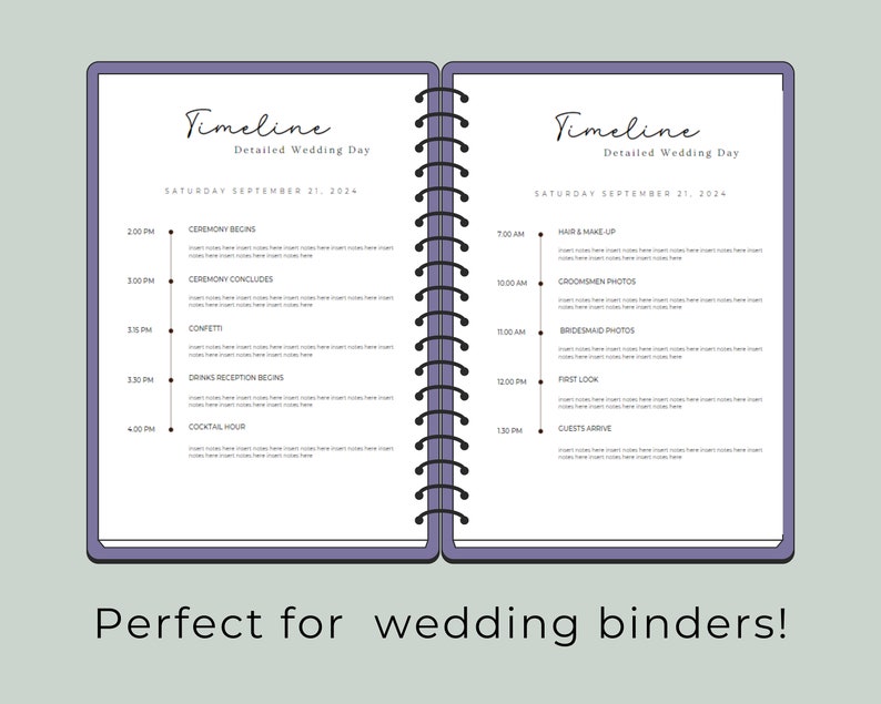 Wedding Timeline Bundle Wedding Binder Printable Wedding Planner Day of ...