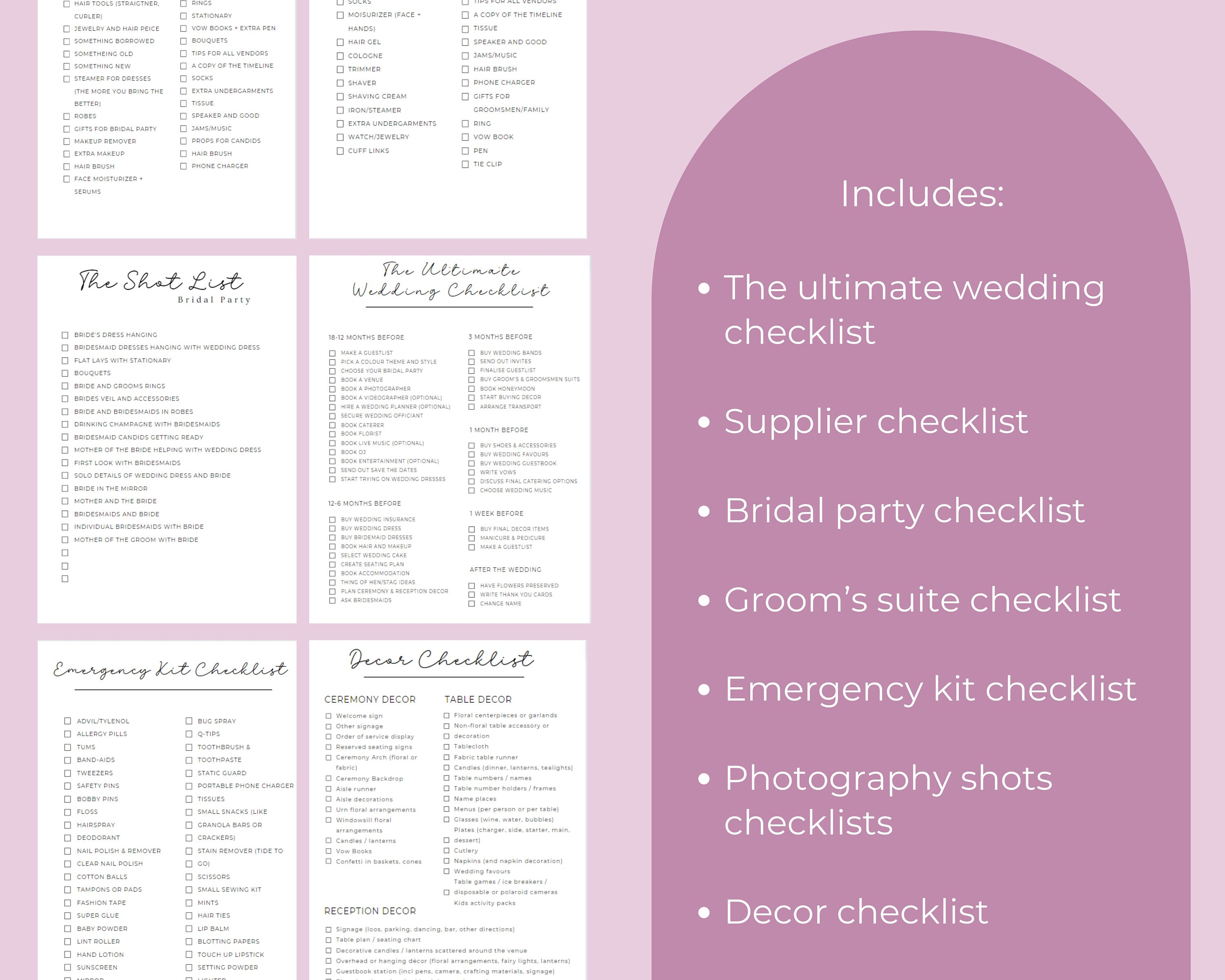 Wedding Checklist Bundle Wedding Binder Printable Wedding Planner Day ...
