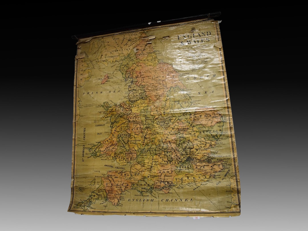 Antique England and Wales Map – W and AK Johnston, Linen-backed, 1840s ...