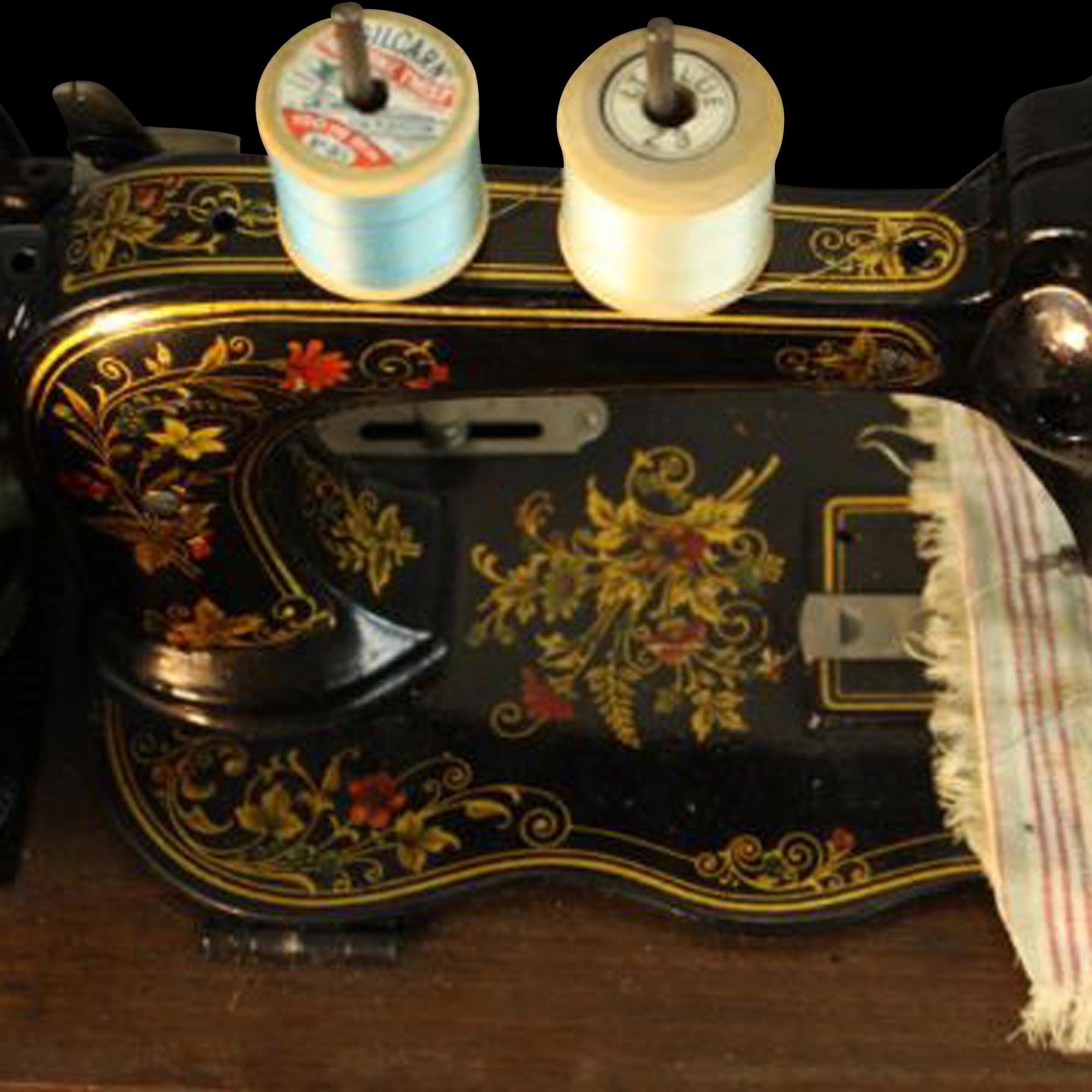 Rare Miniature Fiddlebase Sewing Machine, Circa 1885 — Hand-cranked ...