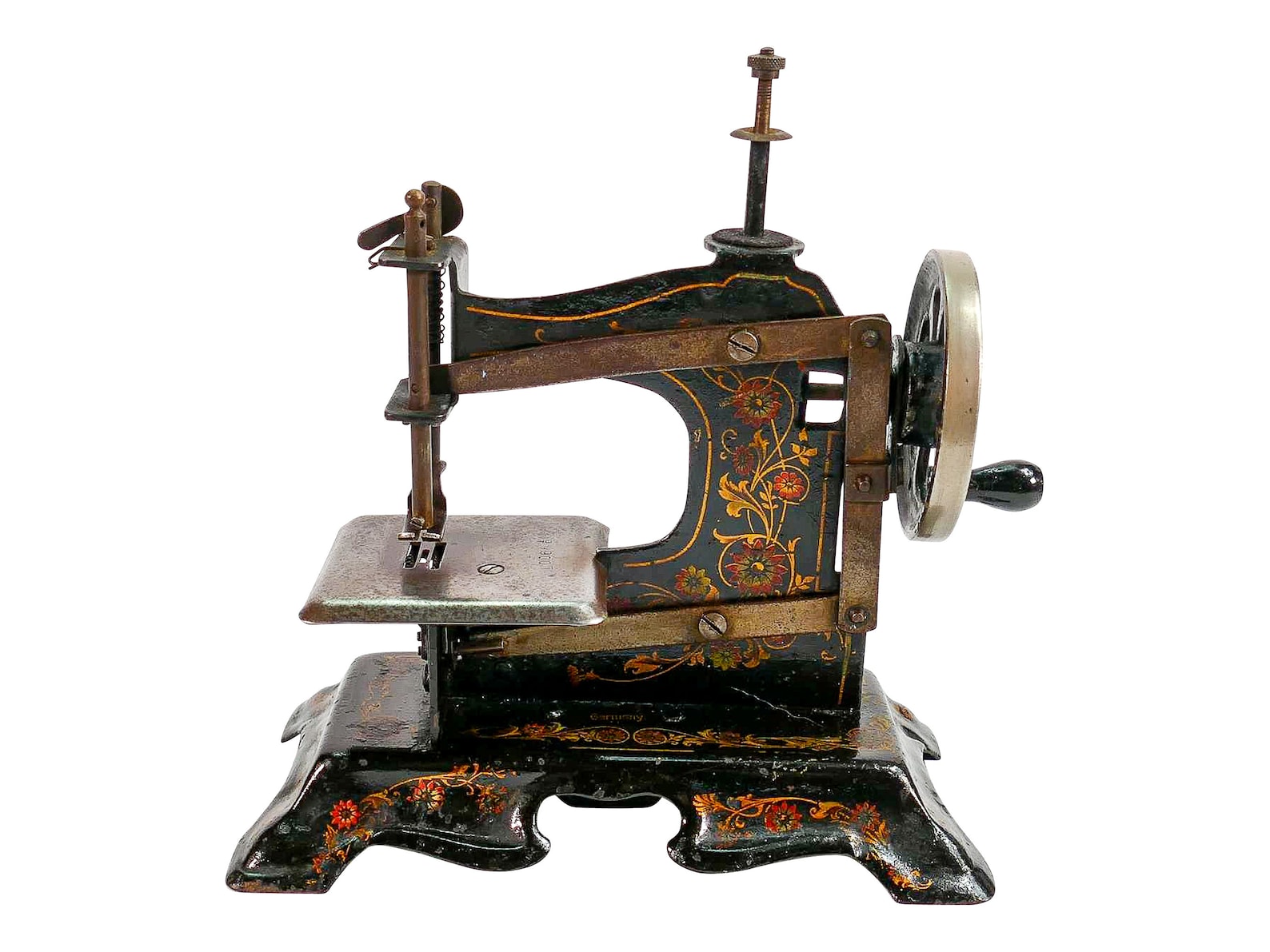 Antique Muller Toy Sewing Machine: 1910 German Cast Iron Floral ...