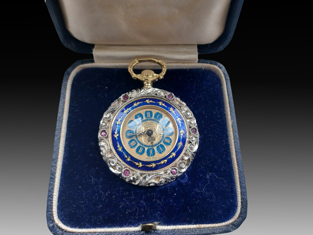 18k Gold Ruby Diamond Enamel Pocket Watch: Elaborate Jewel Work - Etsy