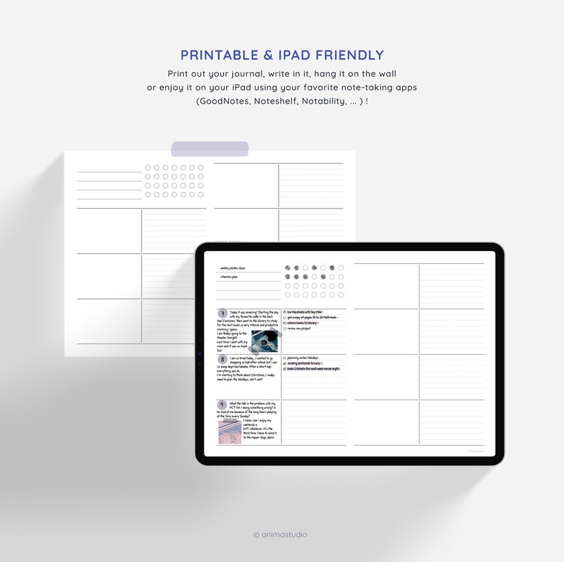 Weekly Diary Template Digital & Printable Undated Weekly Page for iPad ...