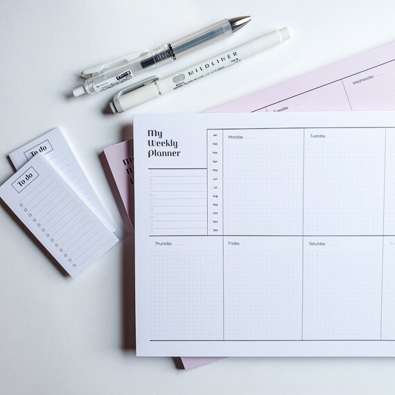 Weekly Desk Planner Undated Planner Customizable Planner - Etsy