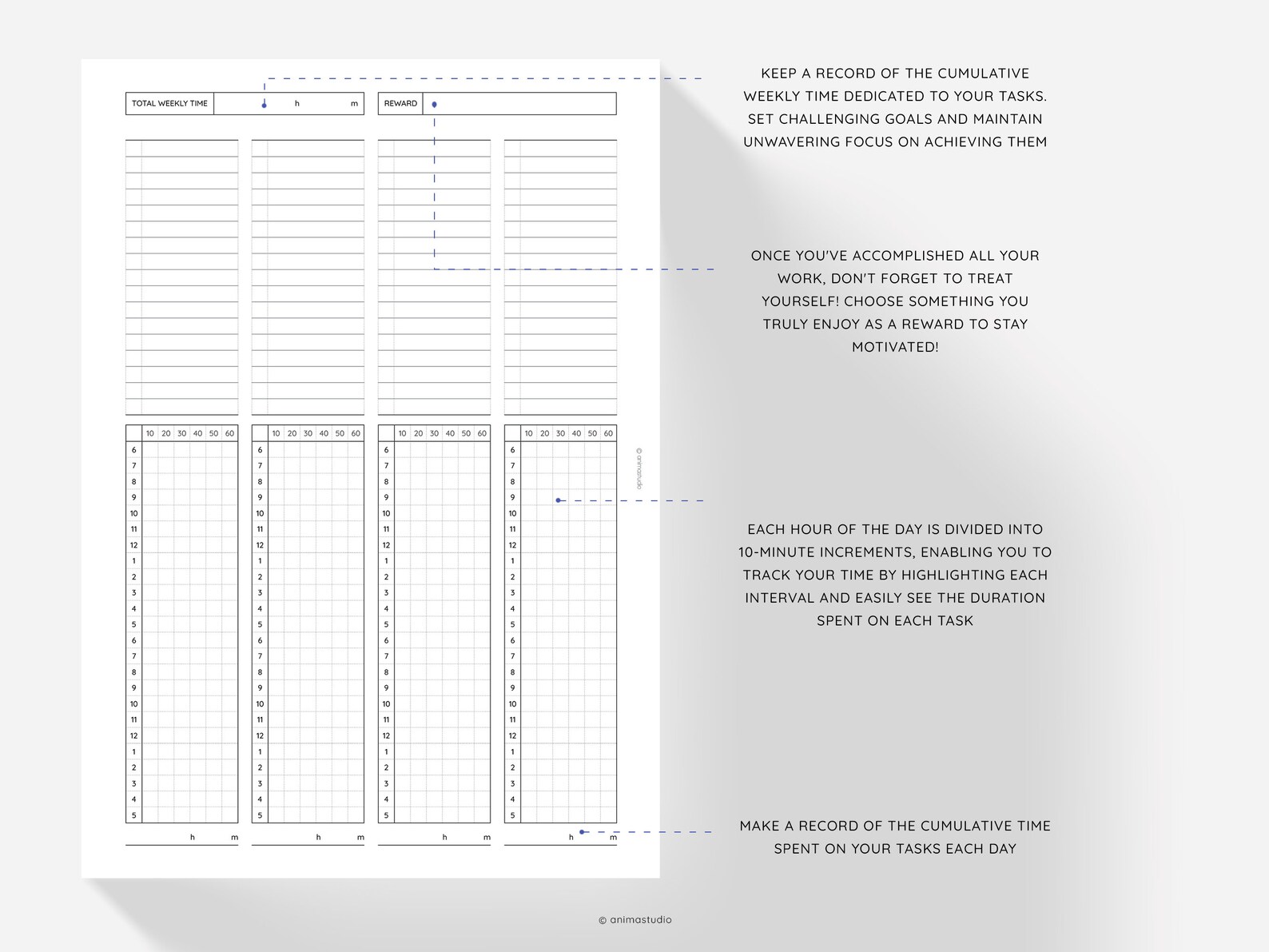 Printable Weekly Study Tracker 10 Minute Planner, Dated Undated , A4 & Letter, Vertical Layout ...