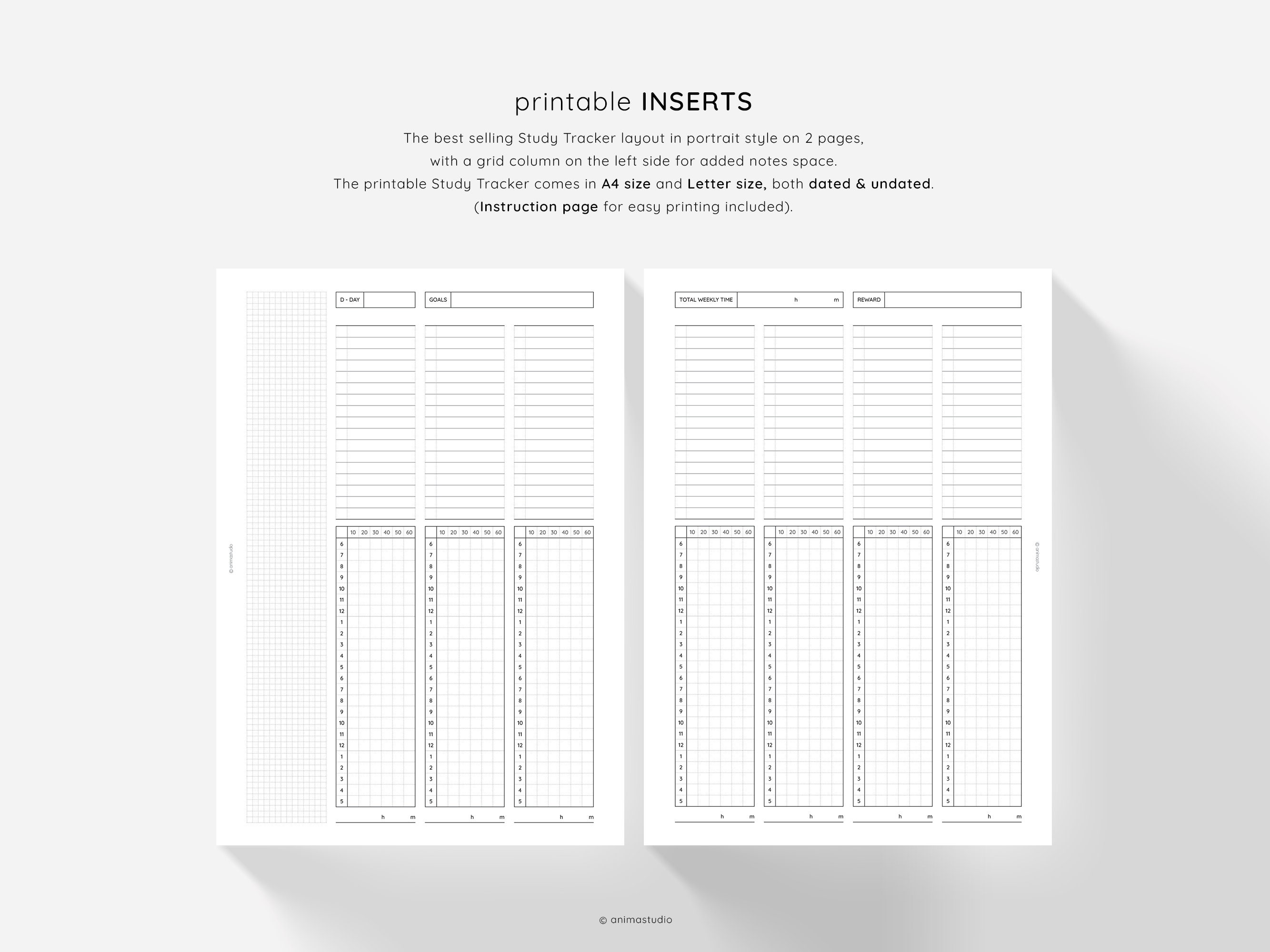 Printable Weekly Study Tracker 10 Minute Planner, Dated Undated , A4 ...