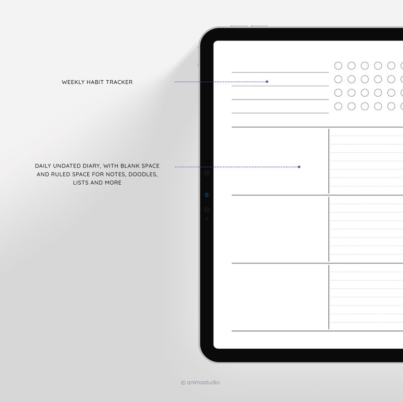 Weekly Diary Template Digital & Printable Undated Weekly Page for iPad ...